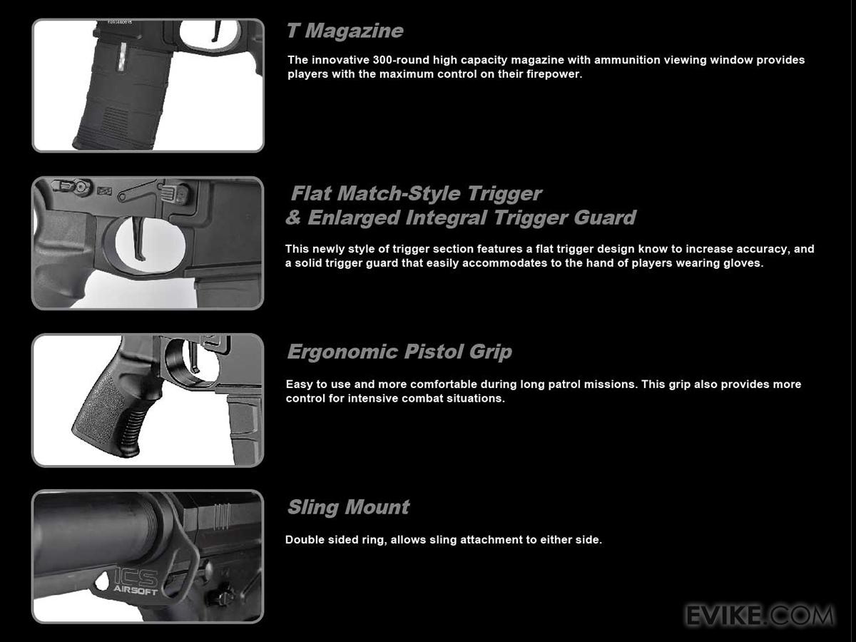 ICS CXP-MARS Carbine Full Metal M4 Airsoft AEG Rifle (Color: Black ...