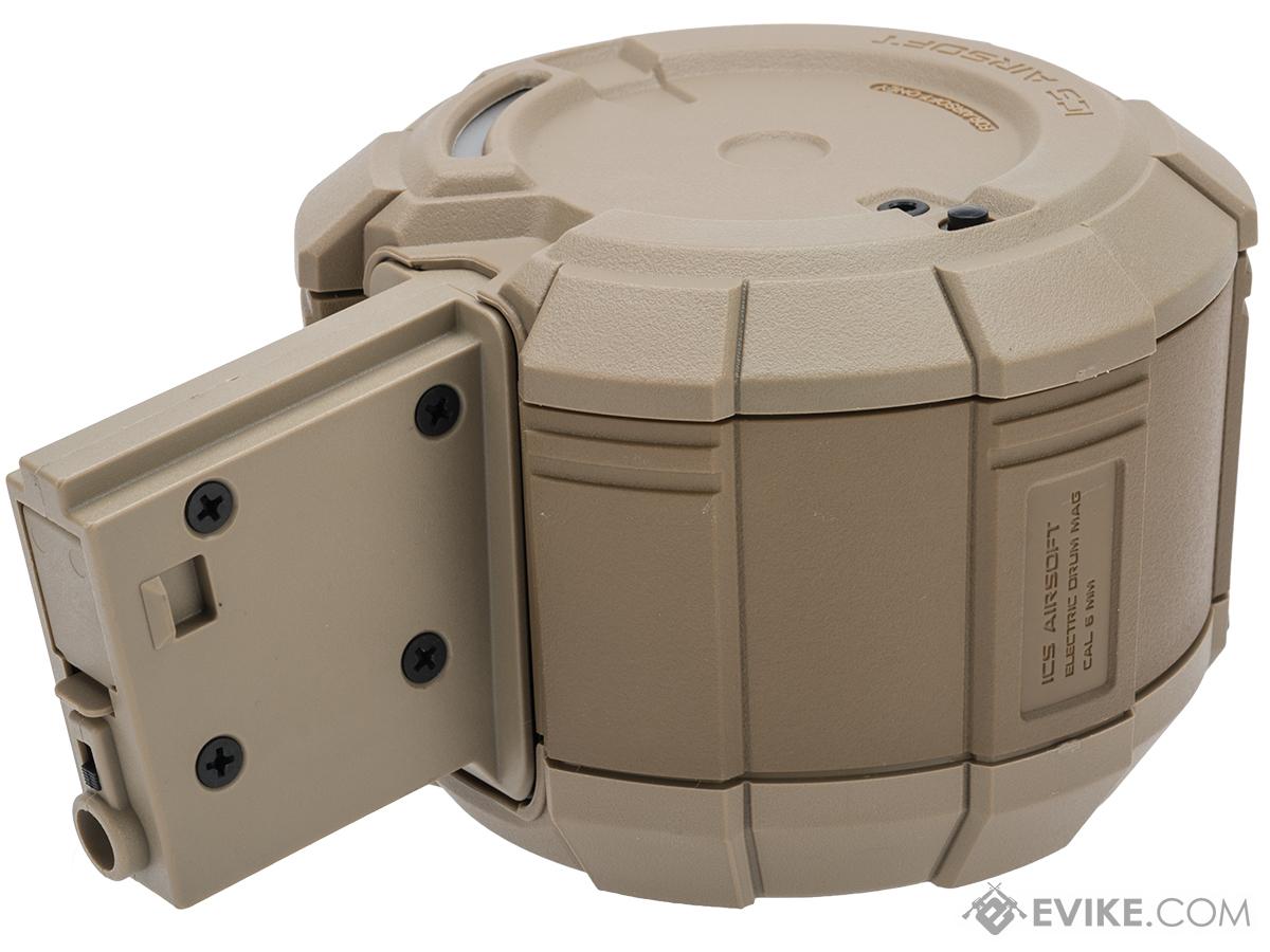 ICS 1800rd Adaptive Drum Magazine for Airsoft AEG Rifles w/ M4 Mag ...