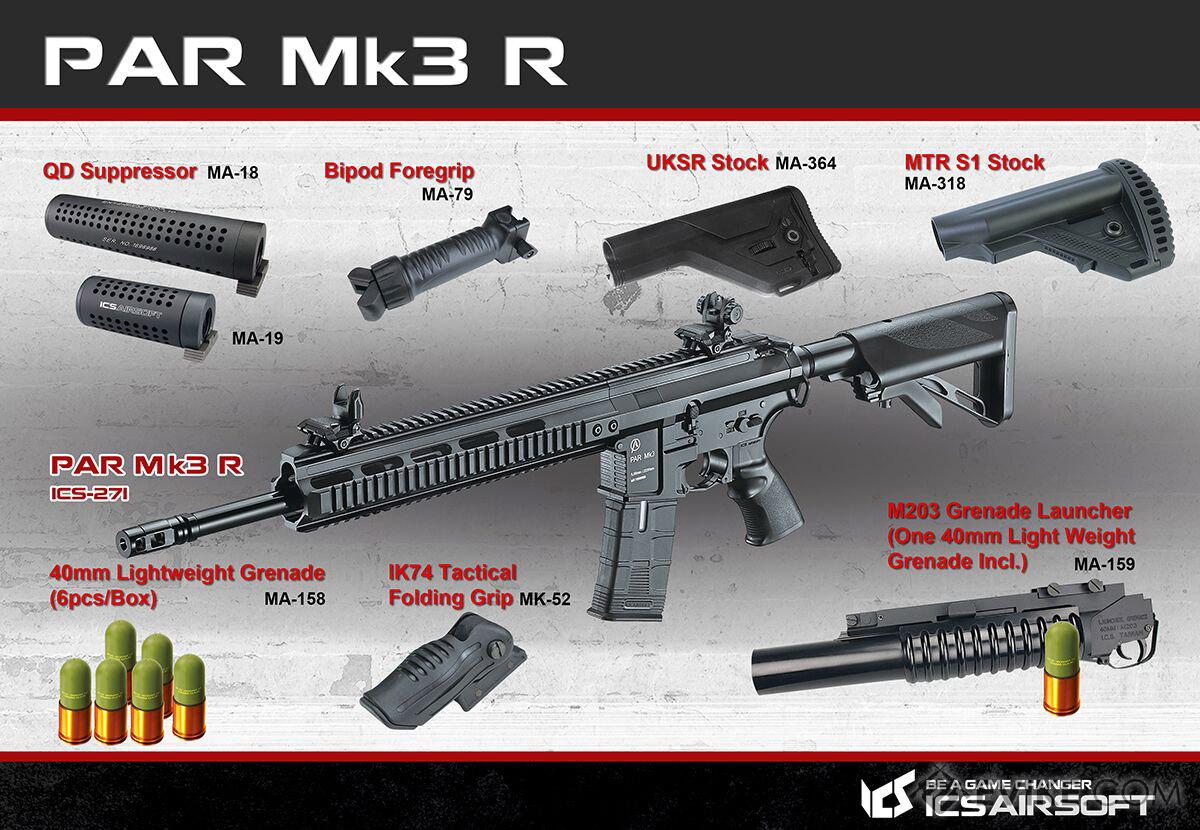 ICS PAR MK3 Carbine 10.5" Proarms Armory Licensed Proline EBB Airsoft ...