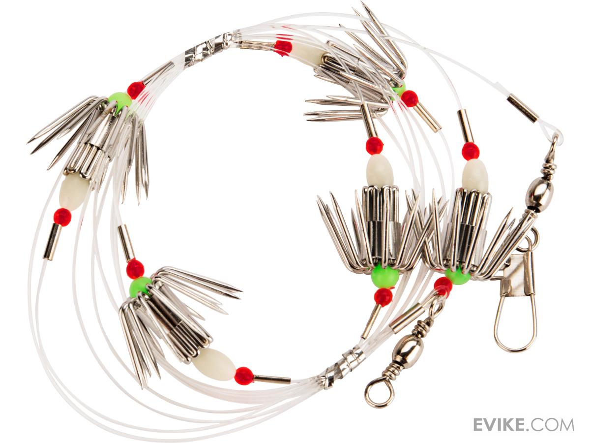 Izorline Squid Gannion w/ 5 Stainless Steel Squid Jig Hooks (Size: 1 ...