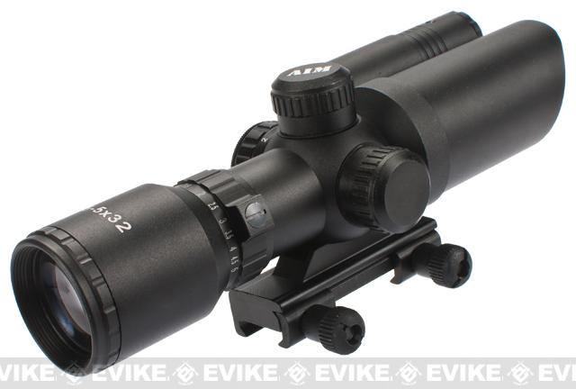 AIM Sports 1.5-5x32 Dual Illuminated Tactical Scope w/ Green Laser ...