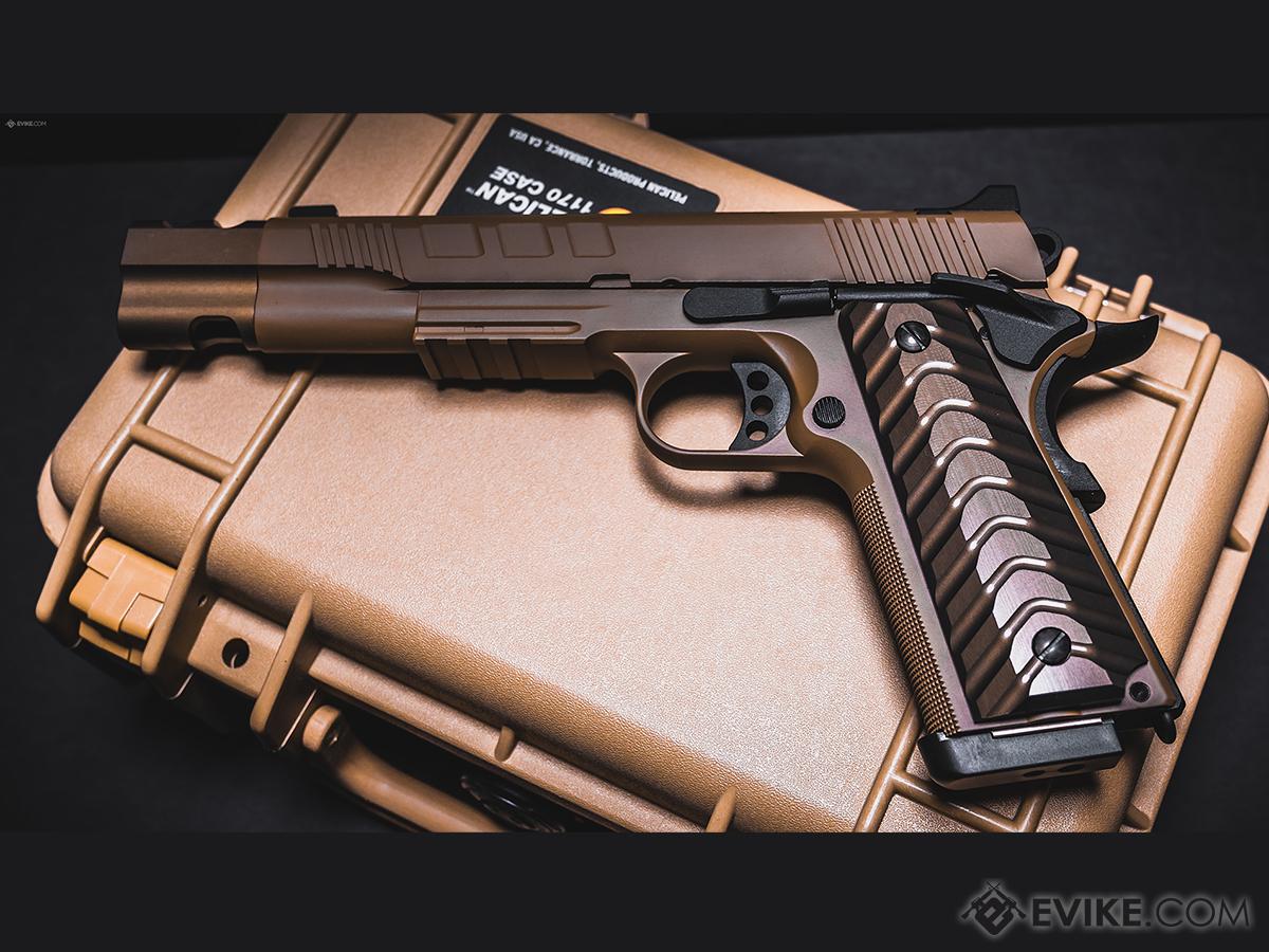 KJW 656T Tactical 1911 Gas Blowback Pistol w/ CNC Grip & Muzzle Compensator (Color: Tan ...