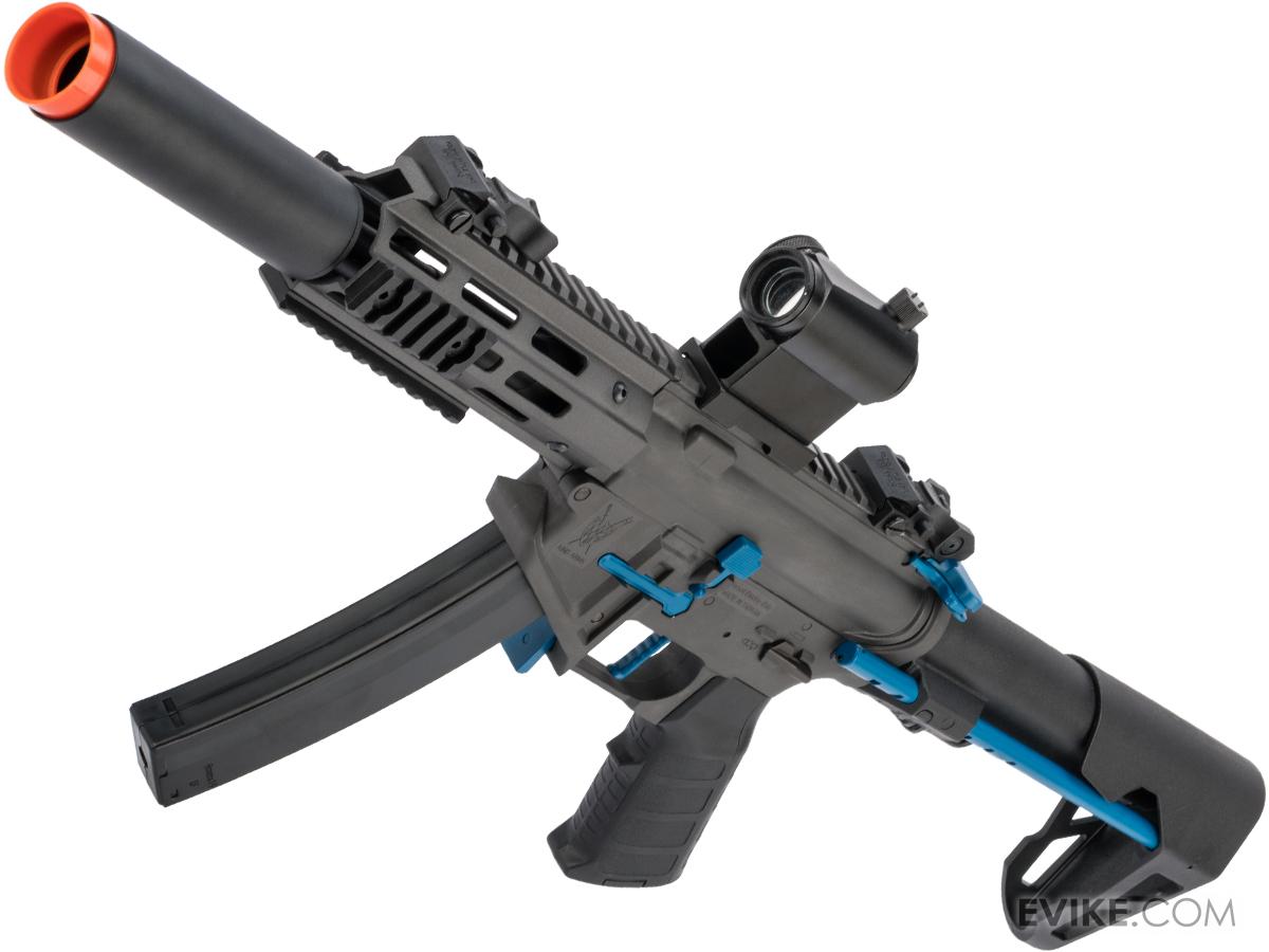 King Arms PDW 9mm SBR Airsoft AEG Rifle (Color: Grey & Blue / Silenced ...