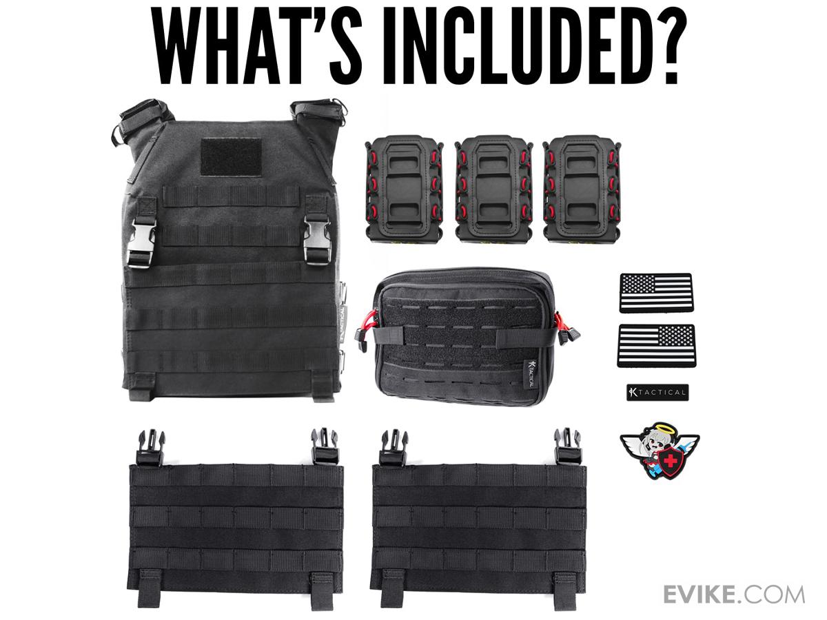 KTactical Tactical Mesh Padded Plate Carrier Kit w/ Pouch Set, Tactical ...