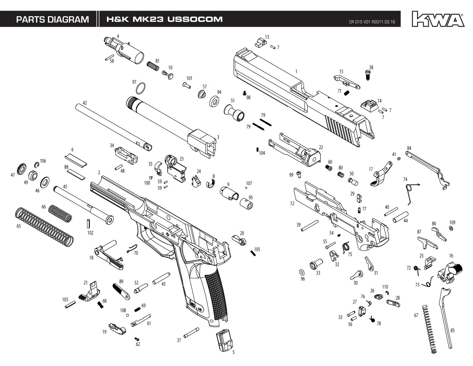 Heckler & Koch / Umarex Full Metal USP Mk23 SOCOM NS2 Airsoft Gas ...