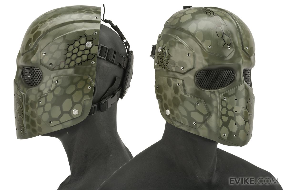 Evike.com R-Custom Raven Fiberglass Mask (Color: Highlander OD / Mesh ...