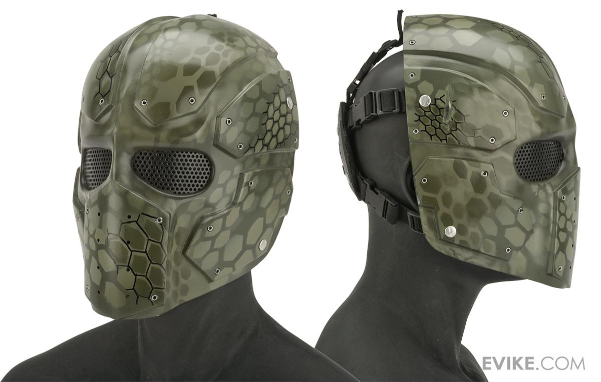Evike.com R-Custom Raven Fiberglass Mask (Color: Highlander OD / Mesh ...