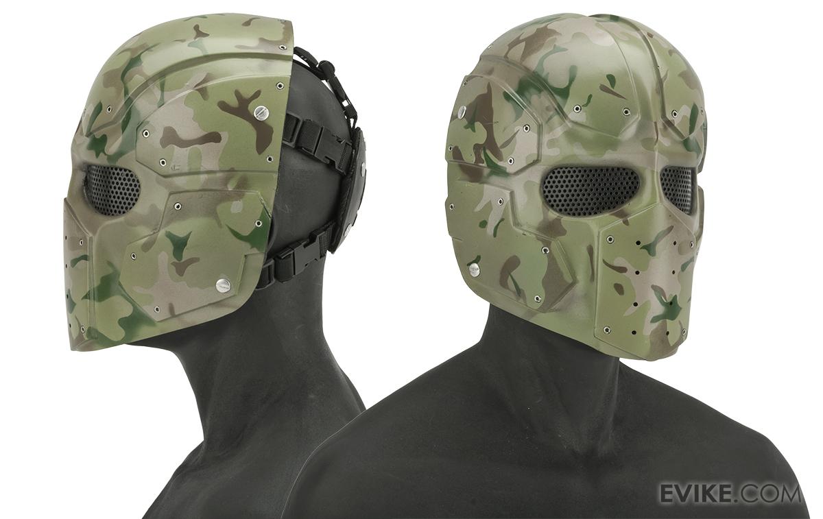 Evike.com R-Custom Raven Fiberglass Mask (Color: Woodland Camo / Mesh ...
