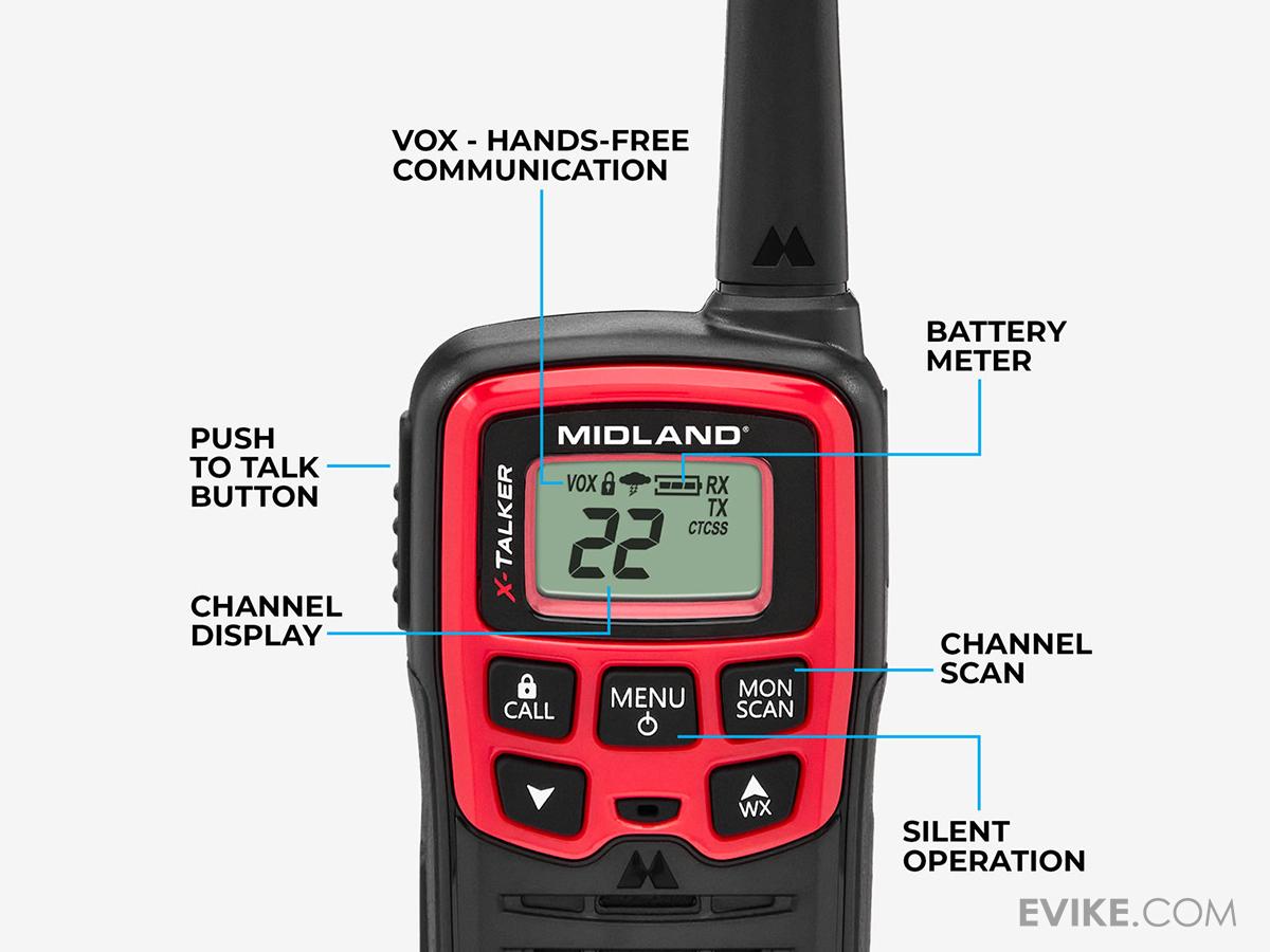 Midland X-TALKER T31VP Rechargeable Two-Way Radio Set, Tactical Gear ...