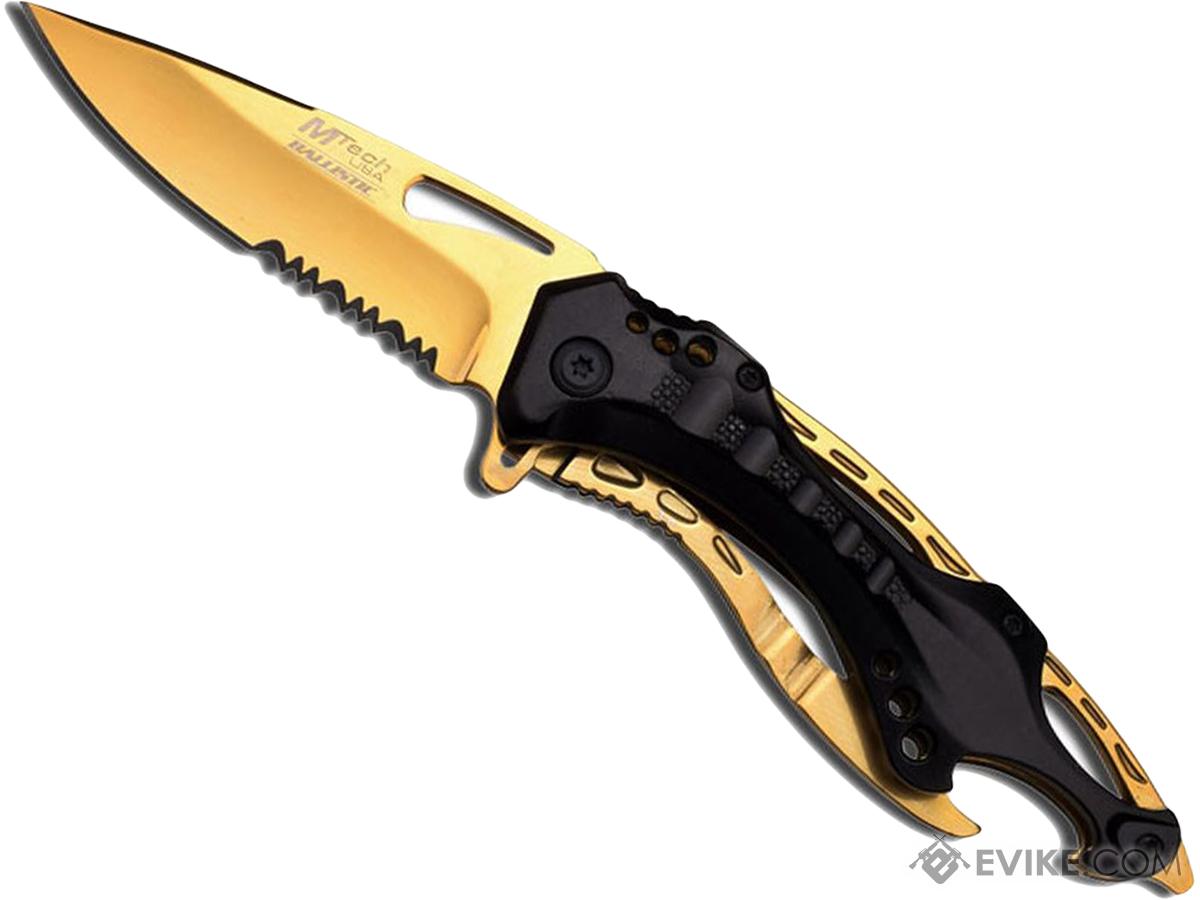 M-Tech 4.5" Assisted Opening Knife (Type: Black Handle / Gold Blade ...