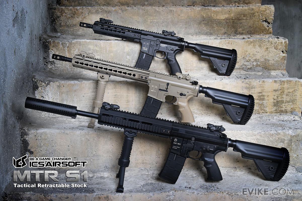 ICS MTR S1 Tactical Retractable Stock for M4/M16 Series Airsoft AEGs ...