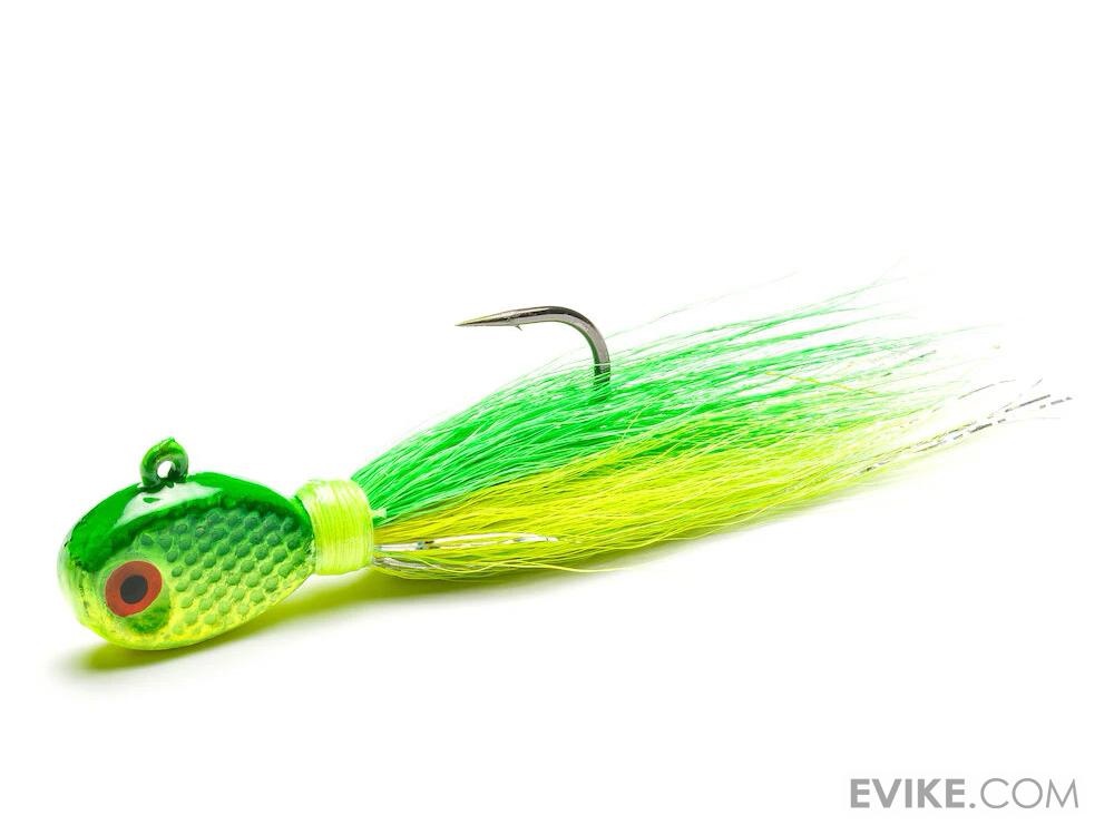 Mustad Saltwater Tamer Bucktail Jig (Color: Chartreuse & Lime / 1oz ...