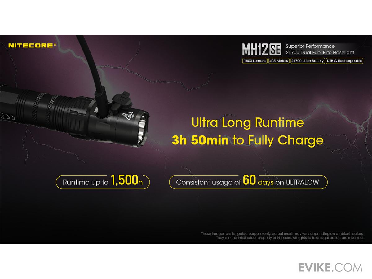 NITECORE MH12SE 1800 Lumen USB-C Rechargeable Flashlight, Accessories ...