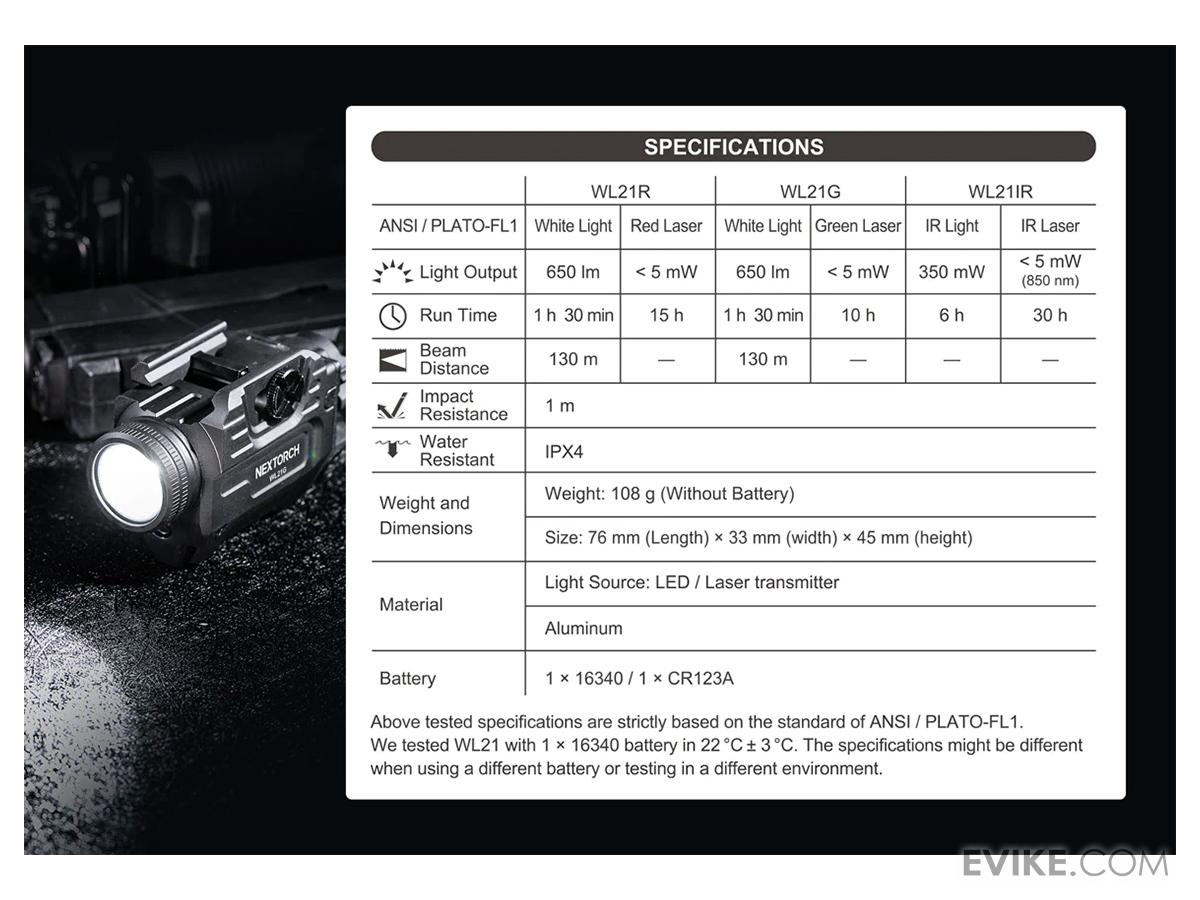 Nextorch 650 Lumen Compact Tactical Weapon Light w/ Visible Laser ...