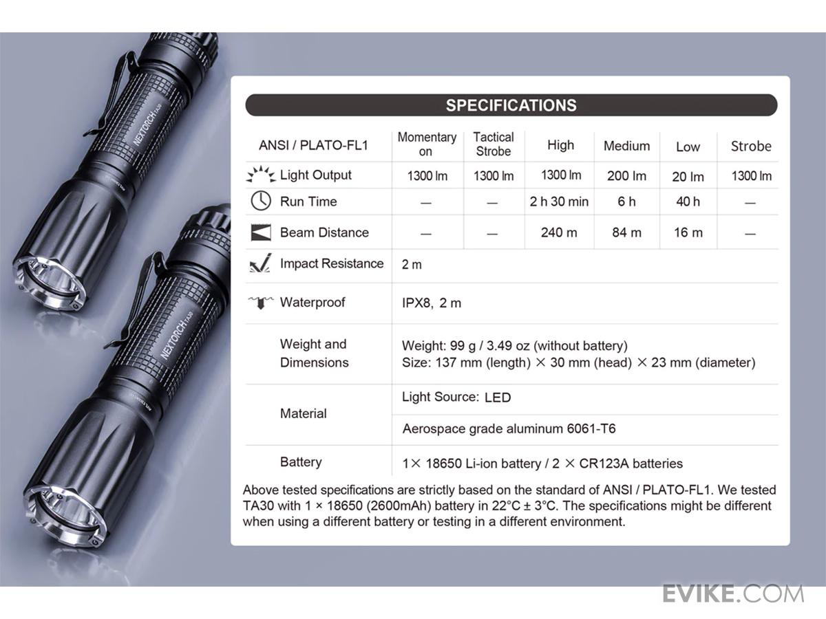 Nextorch OSRAM P9 LED TA30 V2.0 One-Step Strobe Tactical Flashlight ...