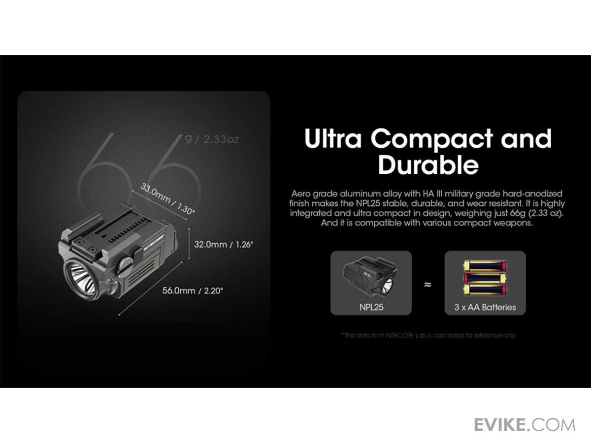 Nitecore NPL25 900 Lumen Rechargeable Compact Rail Mount Flashlight ...