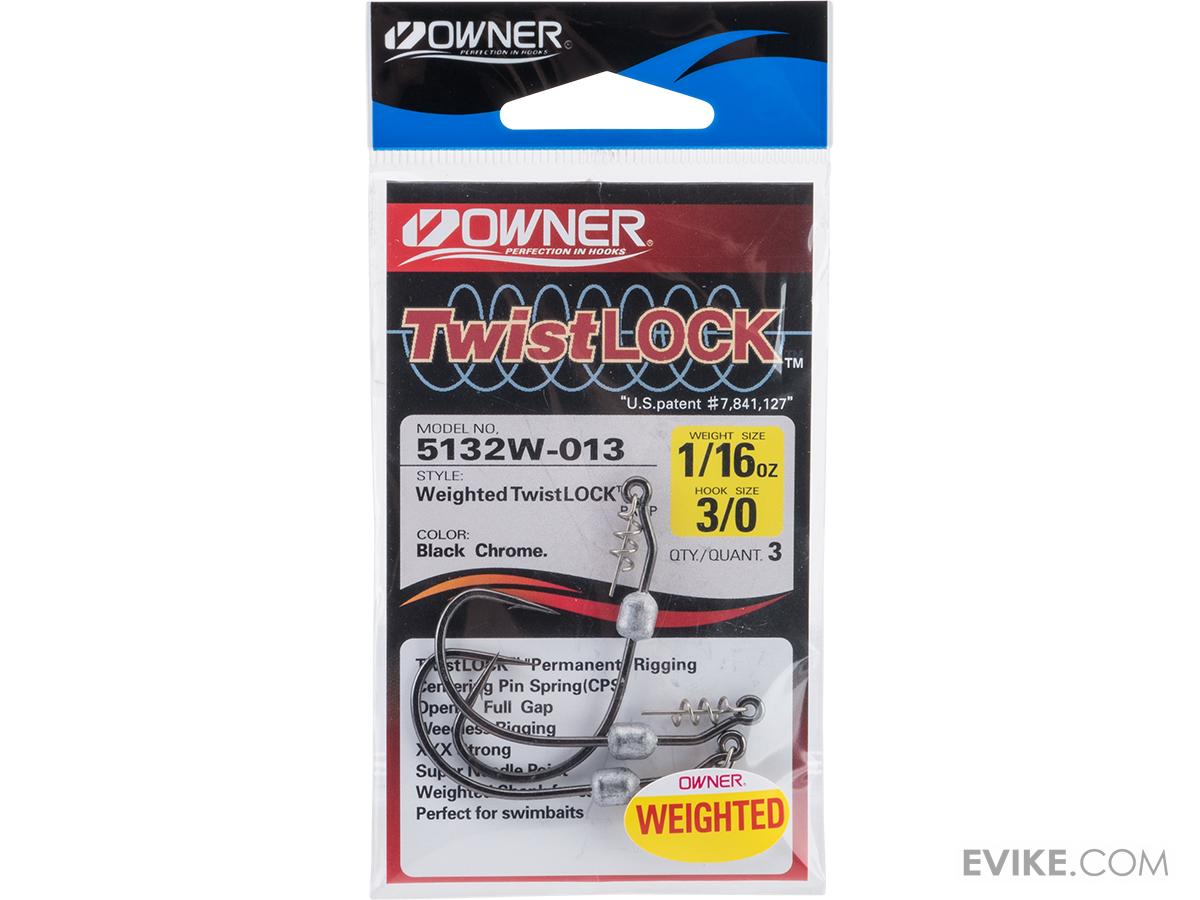 Owner 3X Weighted Twistlock Fishing Hook w/ Centering-Pin-Spring (Size ...
