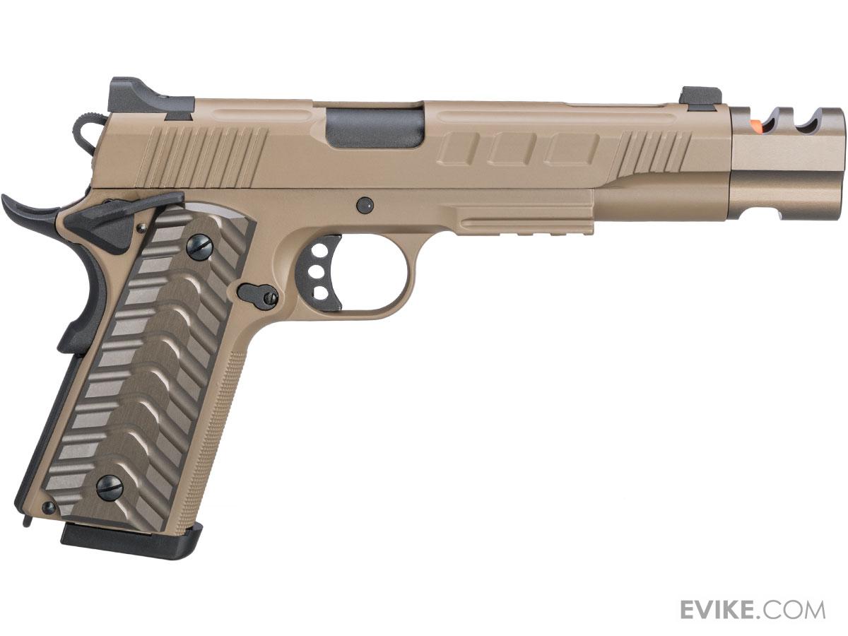 KJW 656T Tactical 1911 Gas Blowback Pistol w/ CNC Grip & Muzzle Compensator (Color: Tan ...