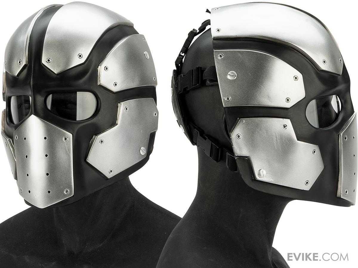 Evike.com R-Custom Raven Fiberglass Mask (Color: Silver / Clear Lens ...