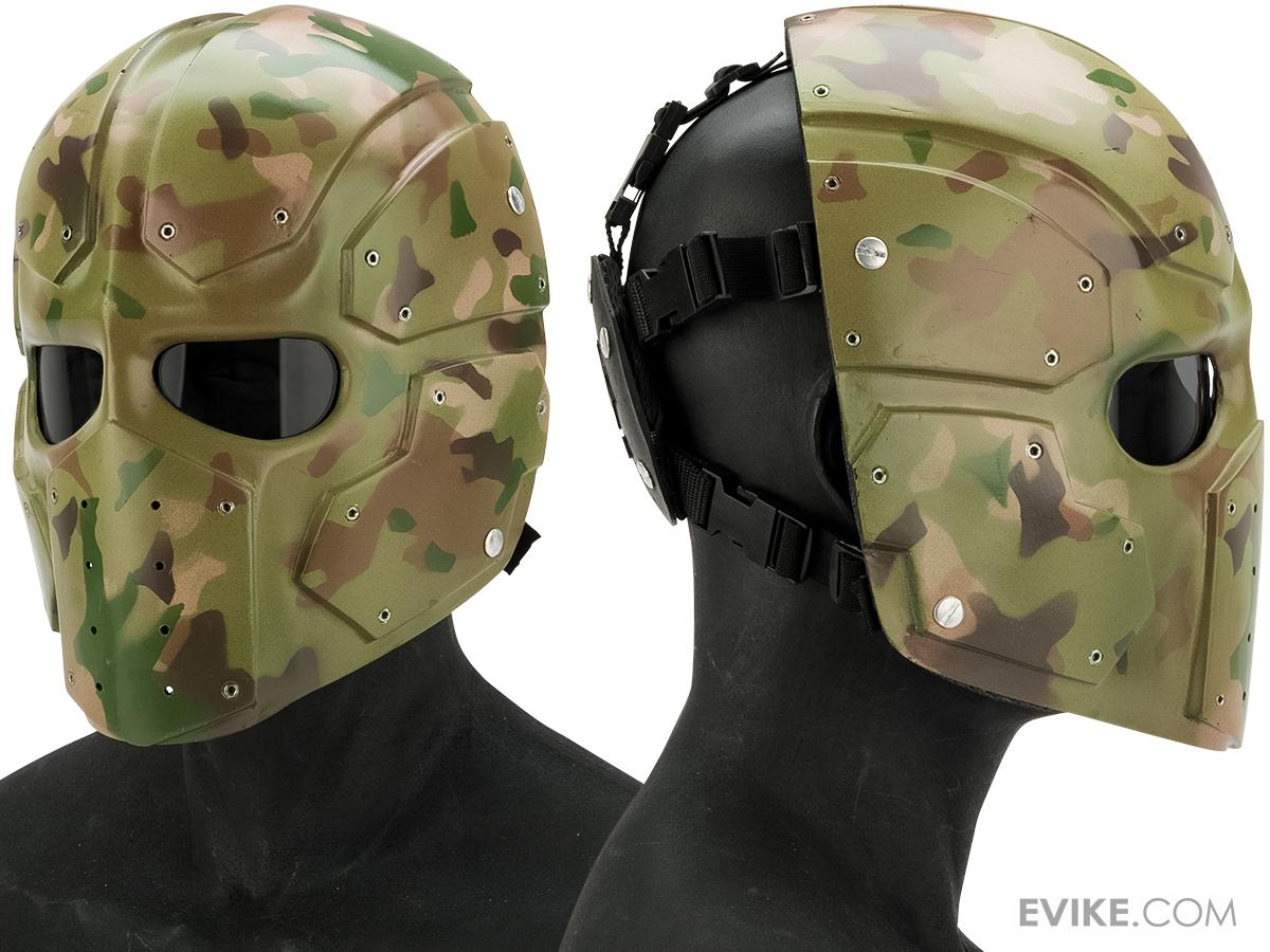 Evike.com R-Custom Raven Fiberglass Mask (Color: Woodland Camo / Smoked ...