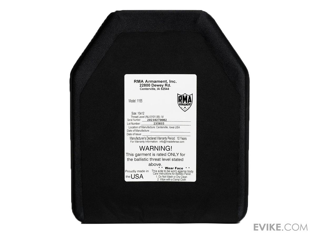 RMA Armament Level IV 1155 Single-Curve Armor Plate (Model: SAPI Cut 10 ...