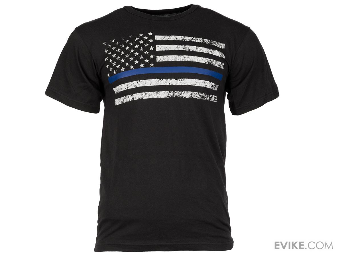 Rothco "Thin Blue Line" T-Shirt - Black (Size: Large), Tactical Gear ...