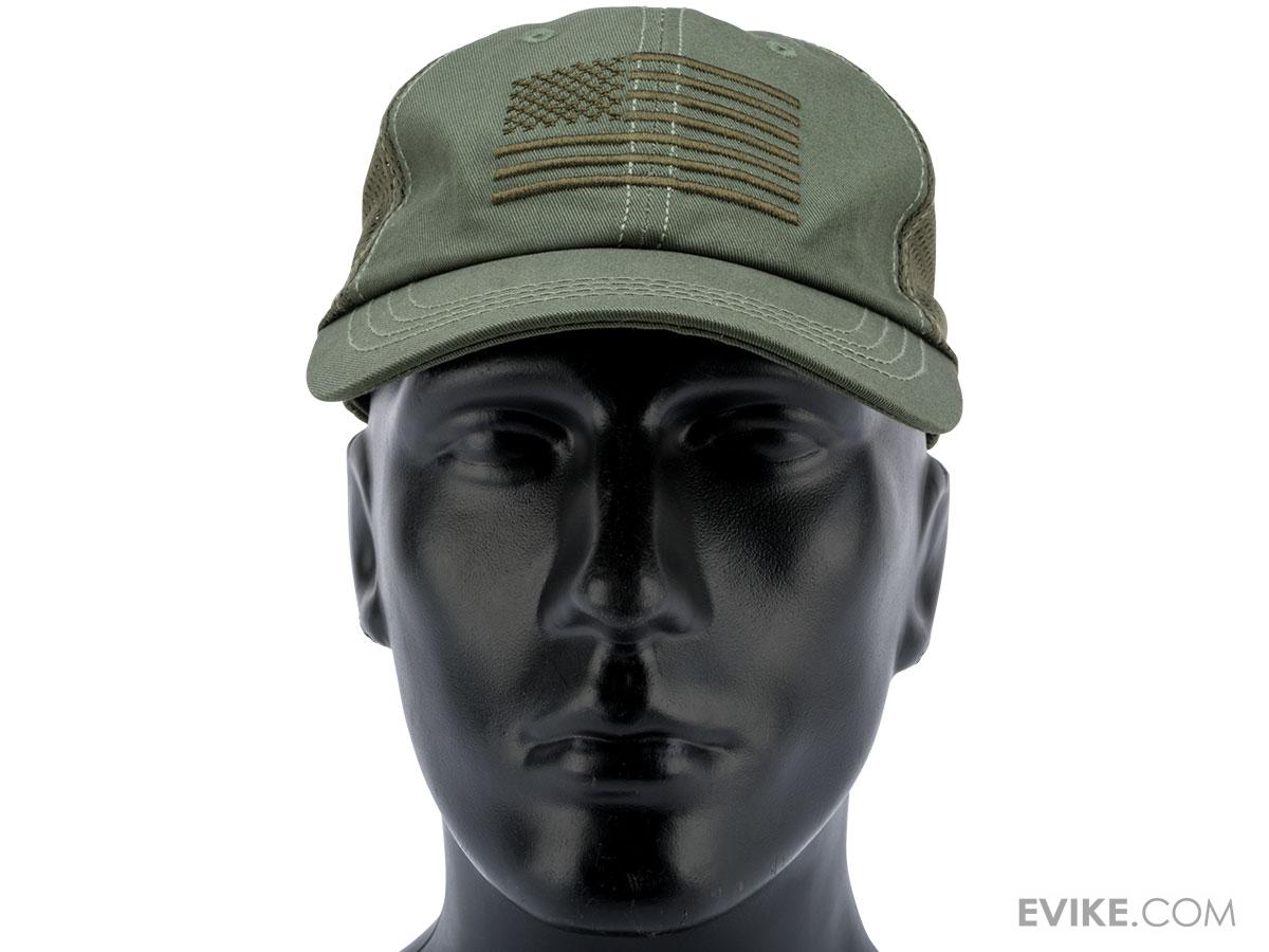 Rothco Mesh Back Tactical Cap w/ Embroidered Flag (Color: OD Green ...