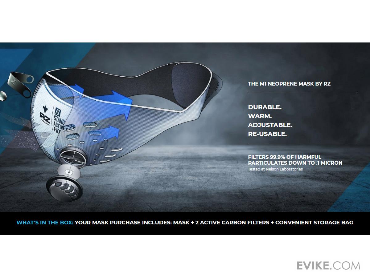 RZ Mask M1 Neoprene Reusable Dust/Pollution Masks (Color: Black / X ...