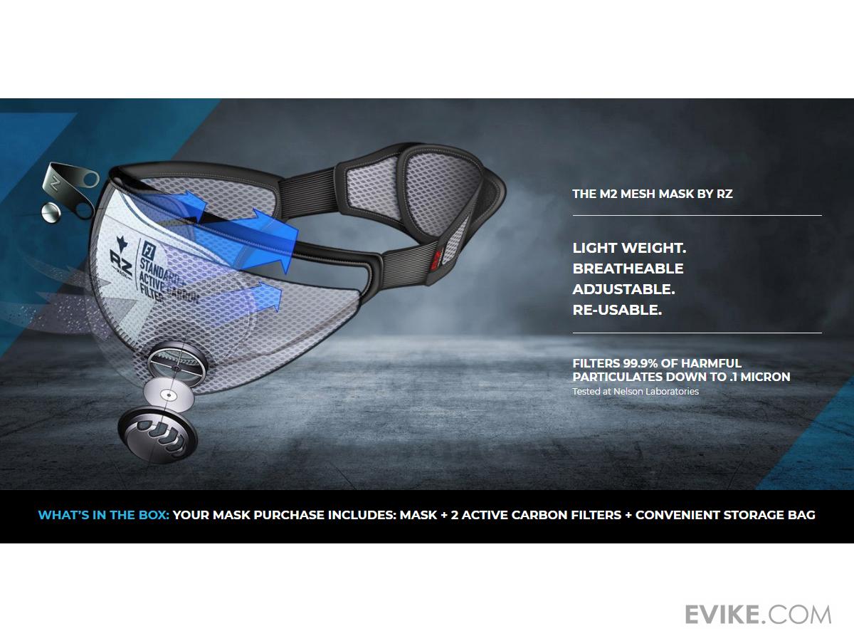 RZ Mask M2 Mesh Reusable Dust/Pollution Masks (Color: Black / X-Large ...