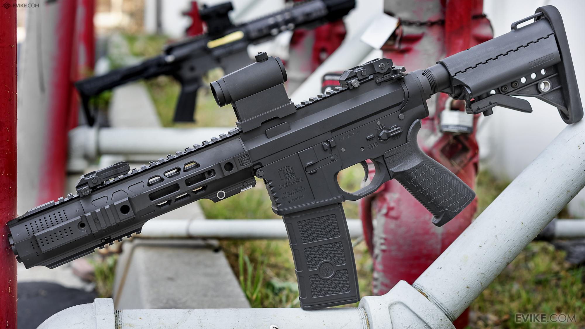 EMG SAI Licensed GRY SBR AR-15 / M4 AEG Training Rifle w/ i5 Gearbox ...