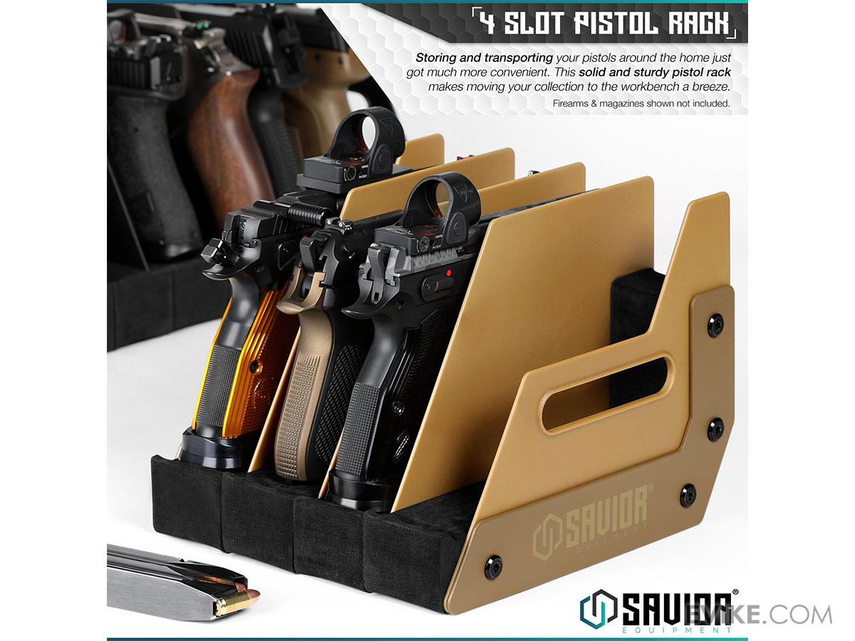 Savior Equipment Pistol Storage Gun Rack (Model: 4 Slot / RAL 8000 Tan ...