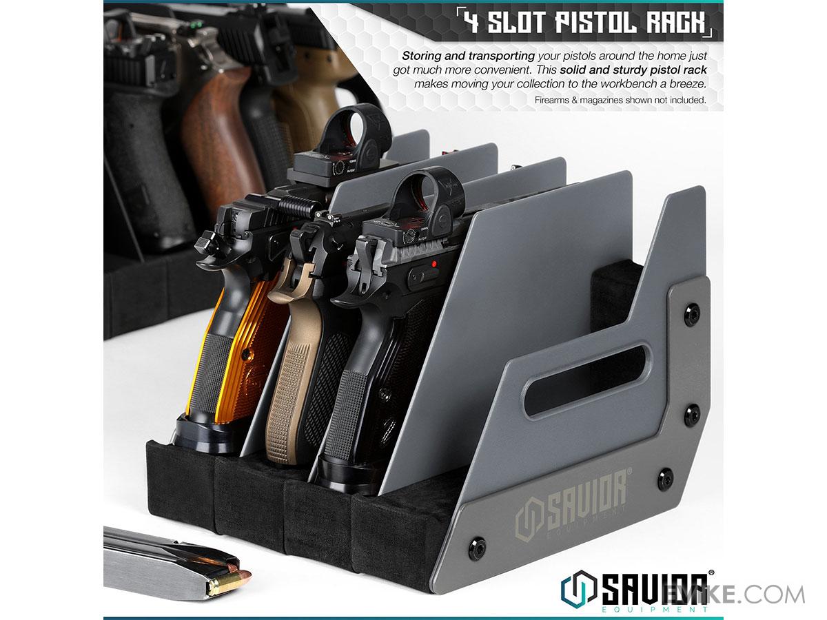 Savior Equipment Pistol Storage Gun Rack (Model: 4 Slot / SW Gray ...