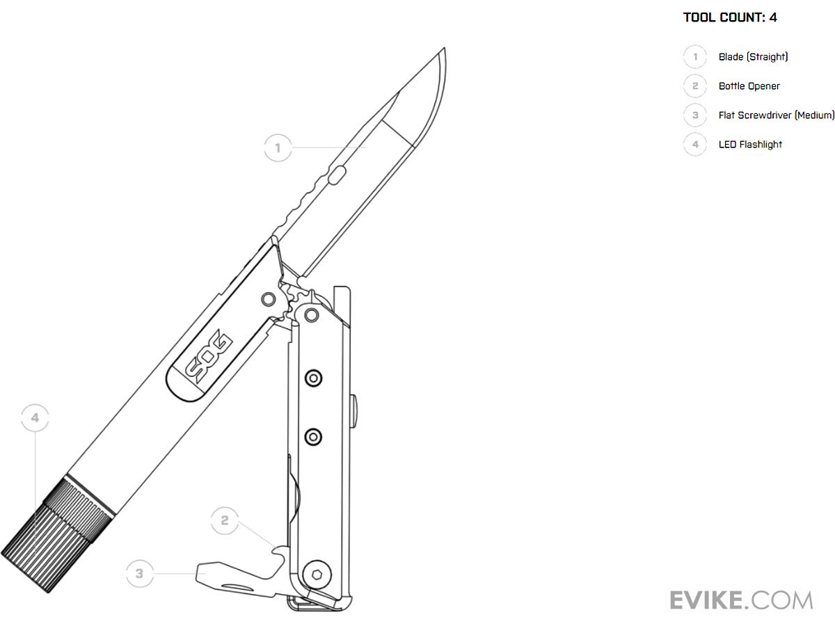 SOG Knives Baton Q2 Multitool with Flashlight, Tactical Gear/Apparel ...