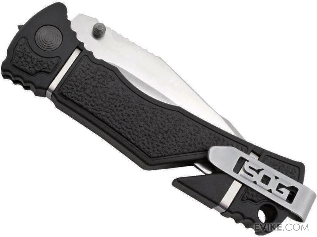 SOG Knives Trident Folding Knife with Plain Edge Tanto Blade - Satin ...