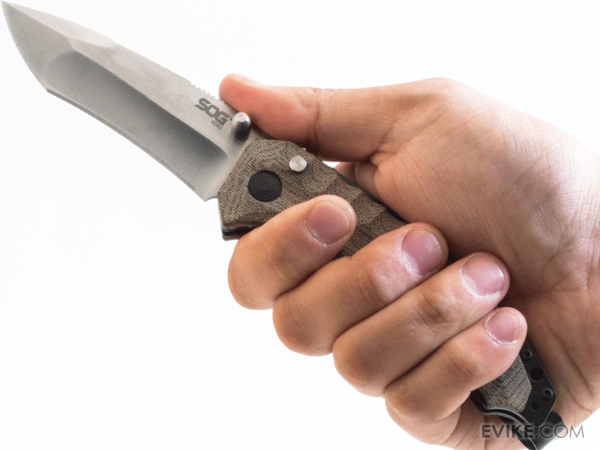 SOG Knives KIKU Assisted Opening Pocket Knife with Micarta Grip Scales ...