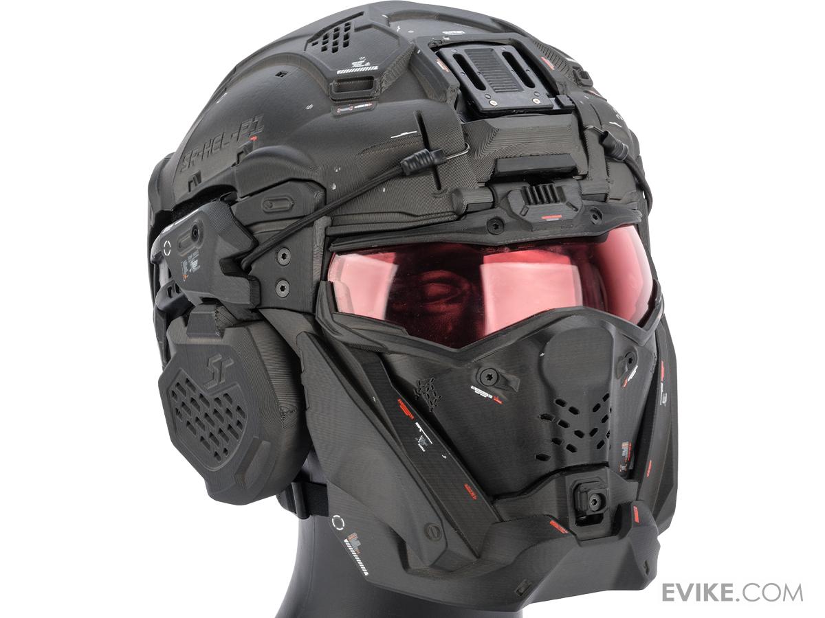 SRU SR Tactical Helmet w/ Integrated Cooling System & Flip-Up Visor ...