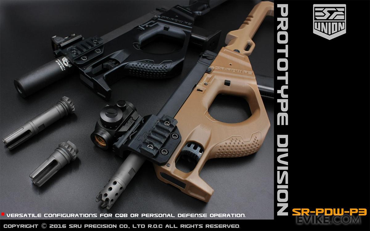 SRU 3D Printed PDW Gas Blowback Pistol Carbine (Color: Black), Airsoft ...