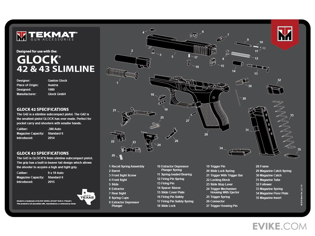 TekMat Armorer's Bench Gun Cleaning Mat (Model: GLOCK® 42 & 43 ...