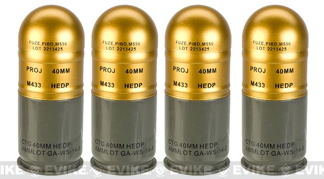 Avengers Airsoft M433 HEDP 40mm Dummy Grenade 4 Pack (Color: HEDP Gold ...