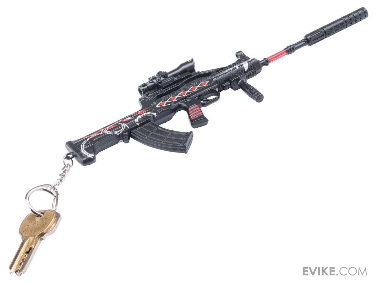 Die-Cast Metal Model Gun Keychain w/ Removable Accessories (Model: QBZ ...