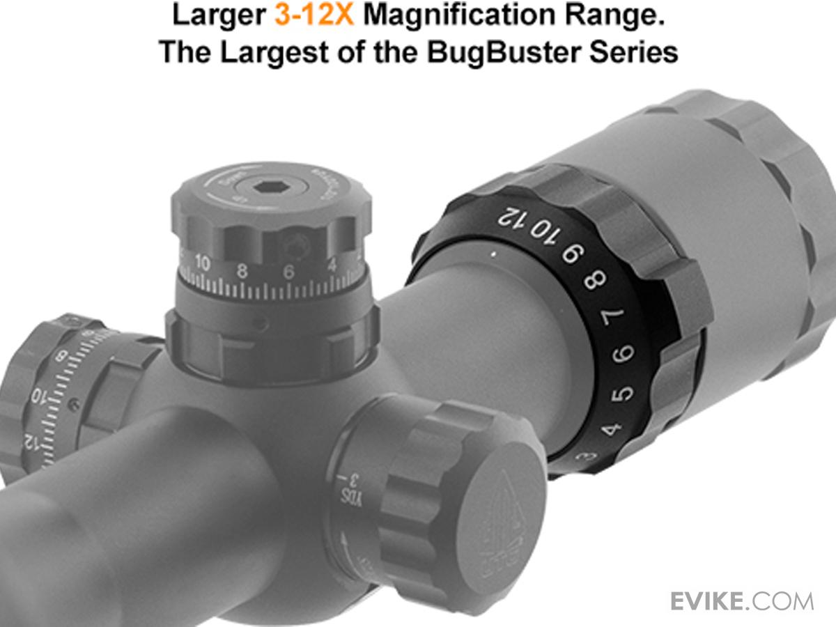 UTG BugBuster 3-12x32 Scope with Side AO and QD Rings - Mil-Dot Reticle ...