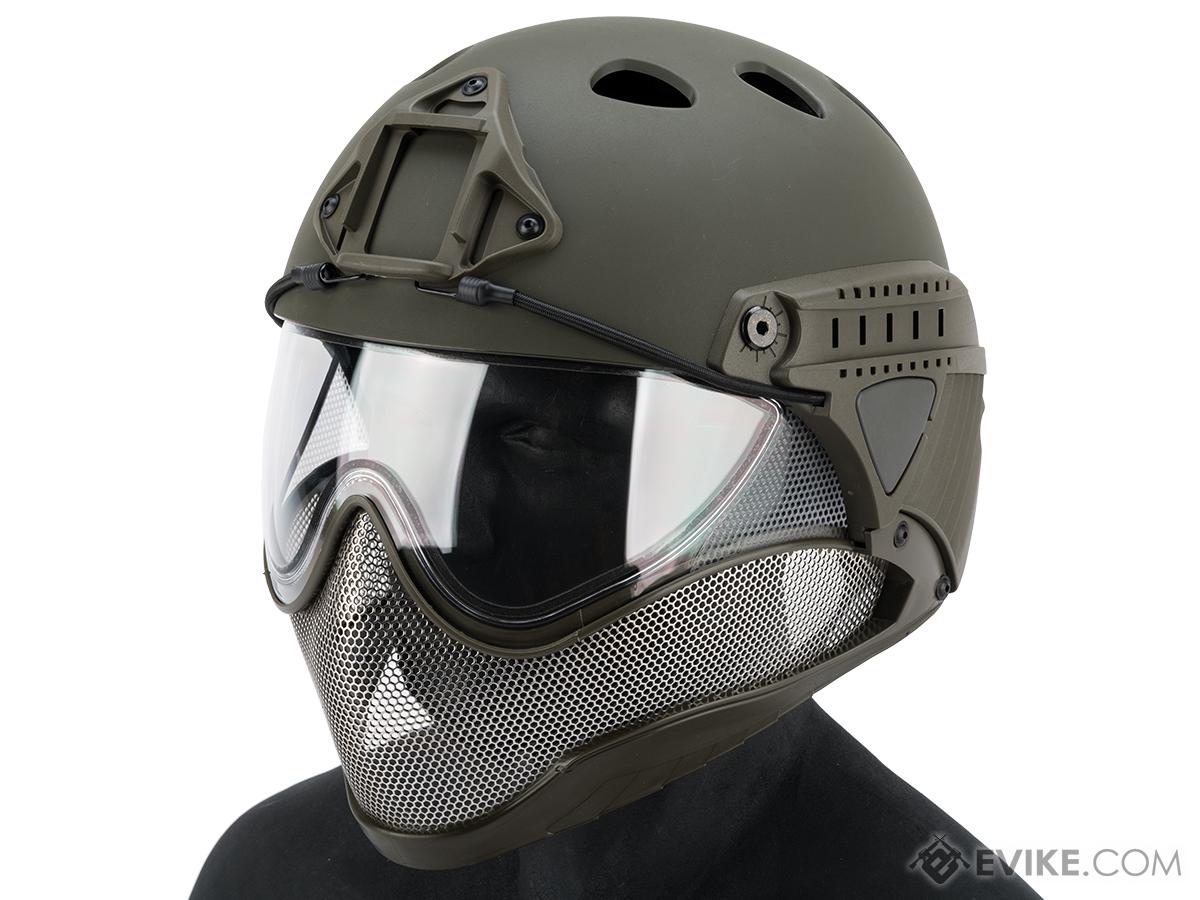 WARQ Full Face Protection Helmet System (Color: OD Green / Clear Lens ...