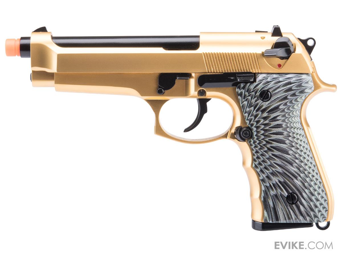 We-Tech Full-Auto M92 Eagle Gas Blowback Airsoft Pistol (Color: Gold), Airsoft Guns, Gas Airsoft ...