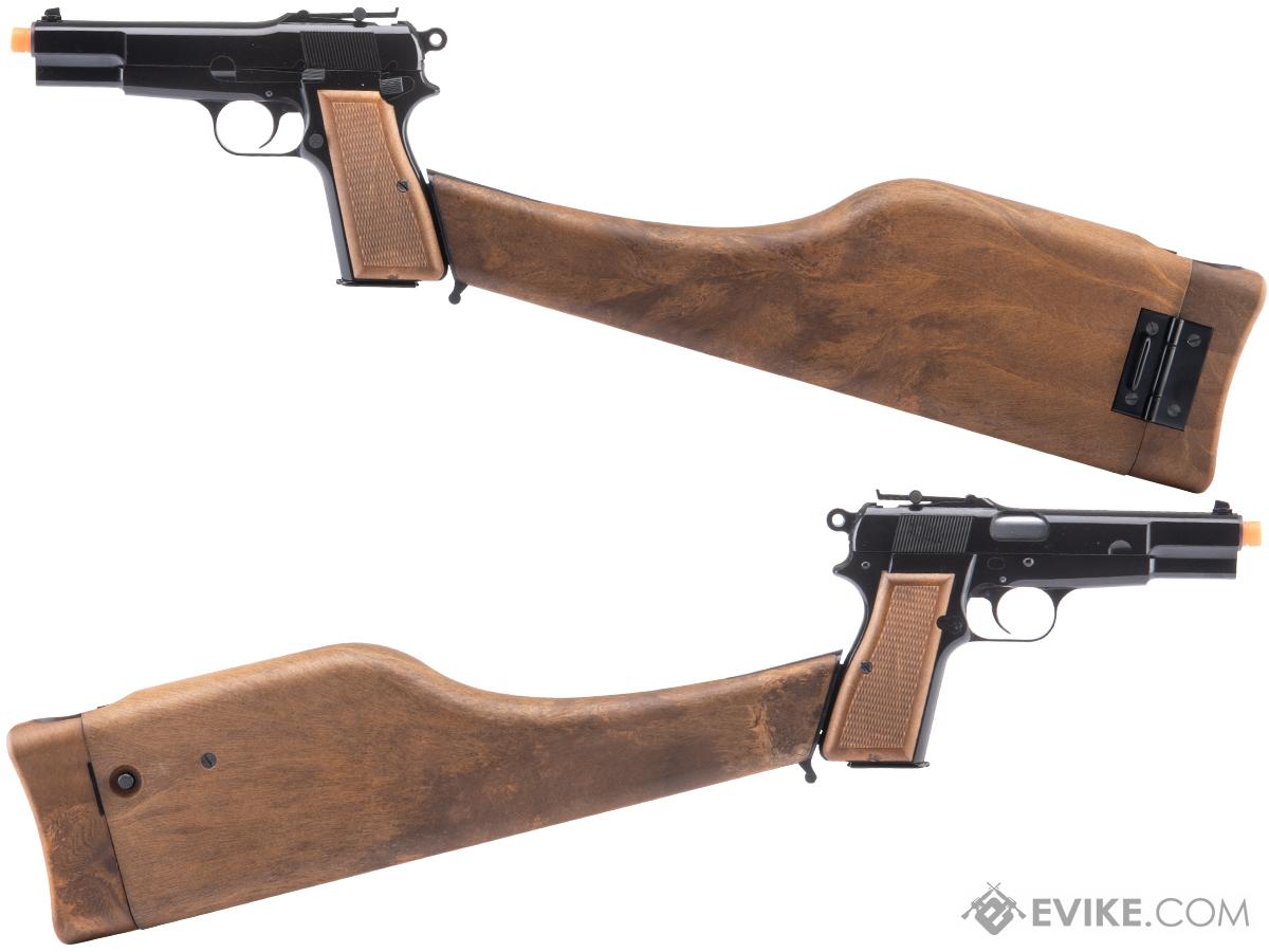 WE Tech New Version Hi-Power Gas Blowback Airsoft Pistol w/ Wood Stock ...