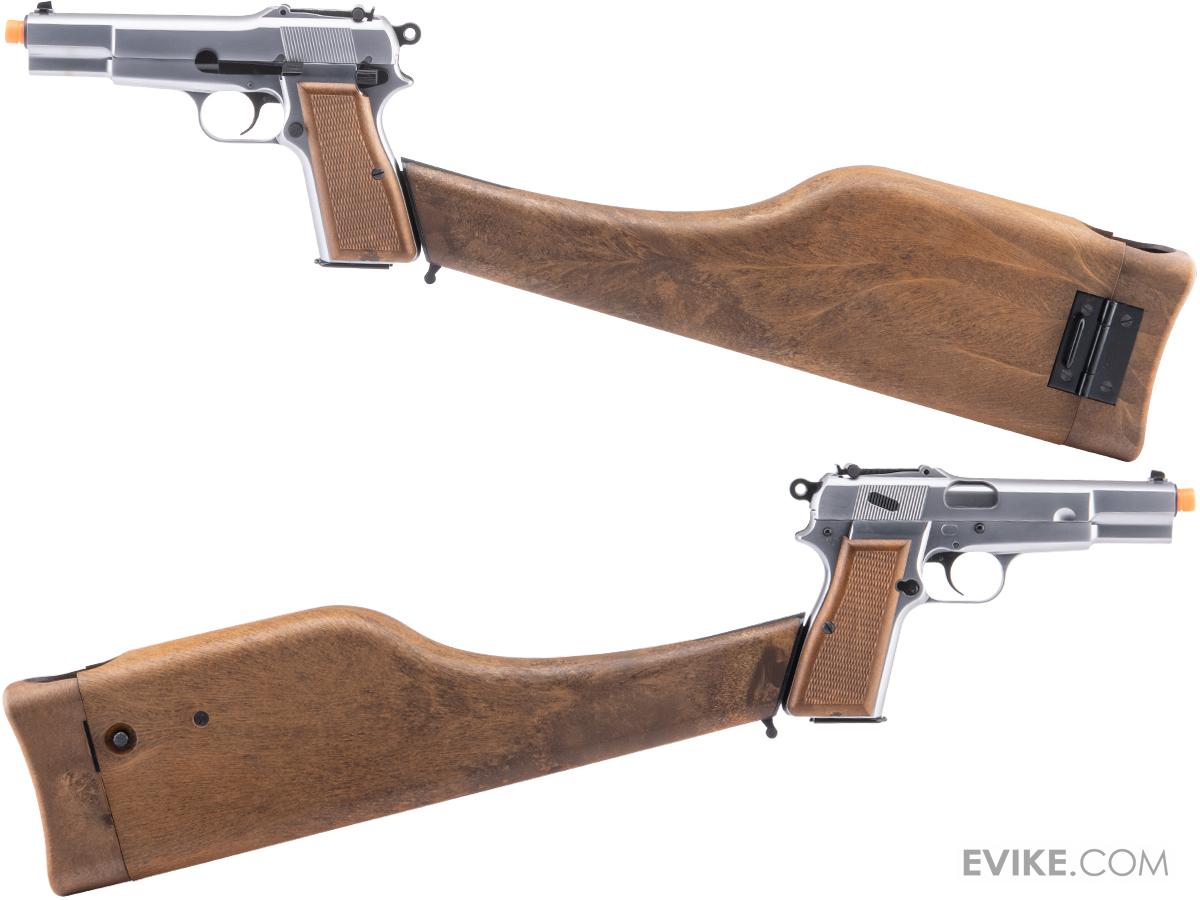 WE Tech New Version Hi-Power Gas Blowback Airsoft Pistol w/ Wood Stock ...