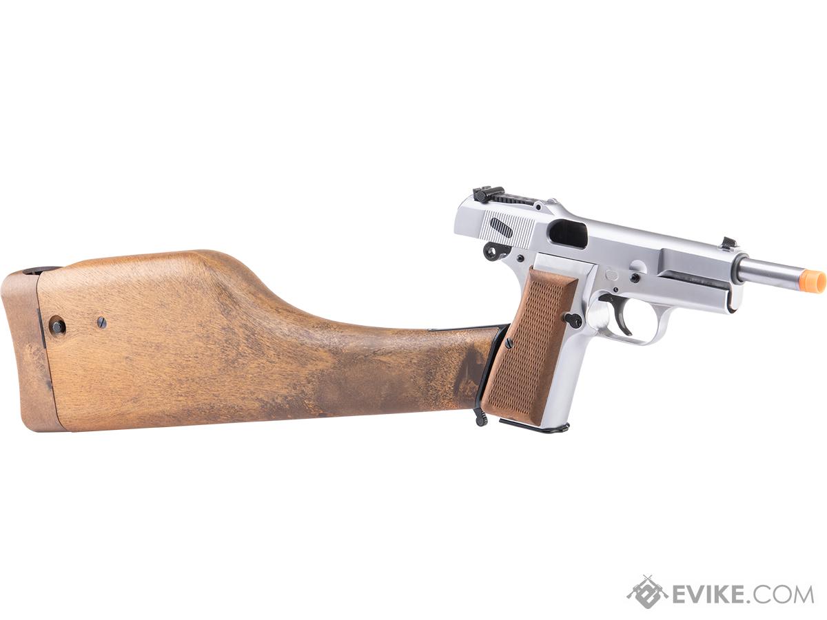 WE Tech New Version Hi-Power Gas Blowback Airsoft Pistol w/ Wood Stock ...