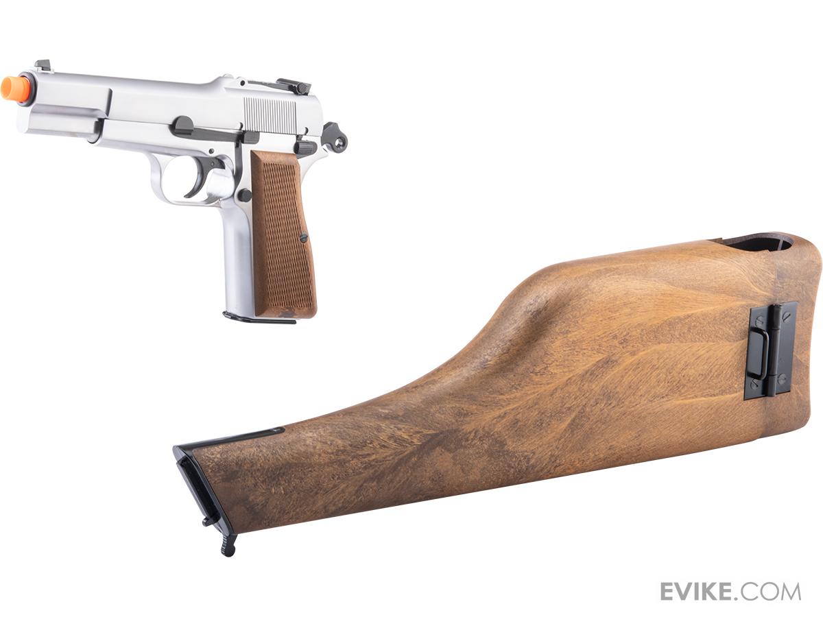 WE Tech New Version Hi-Power Gas Blowback Airsoft Pistol w/ Wood Stock ...