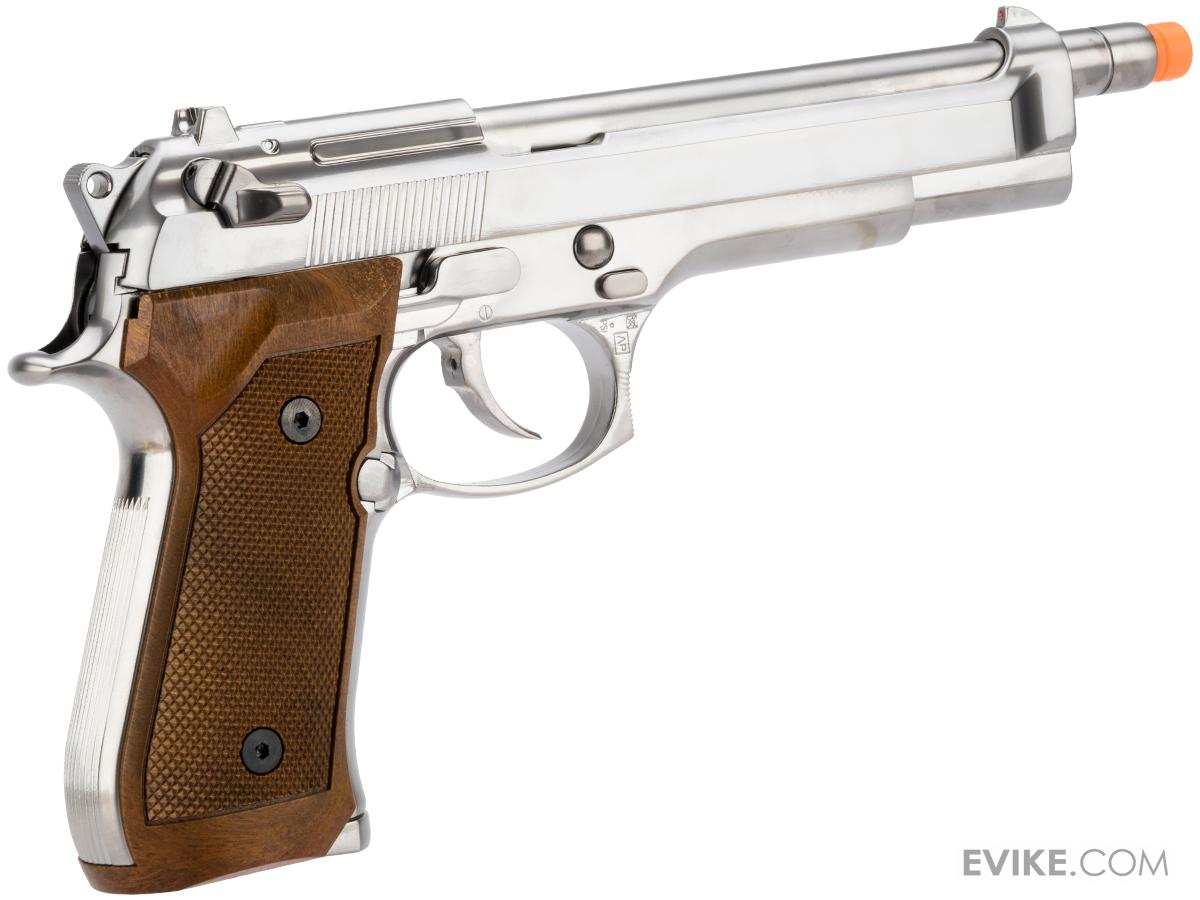 WE-Tech High Power Elite M9 PTP Airsoft GBB Pistol - Chrome / Wood ...