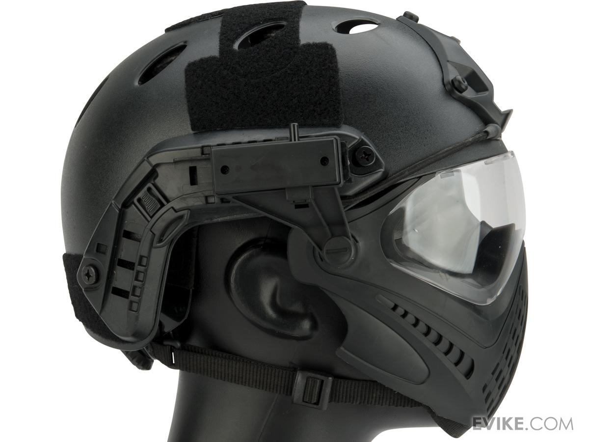 Piloteer Tactical Bump Style Helmet with Removable Integrated Full Face ...