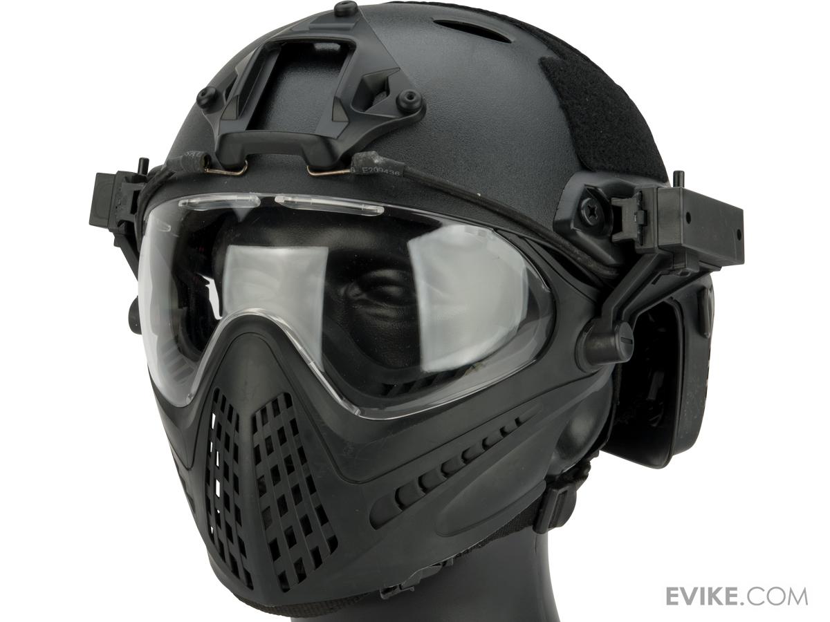 Piloteer Tactical Bump Style Helmet with Removable Integrated Full Face ...